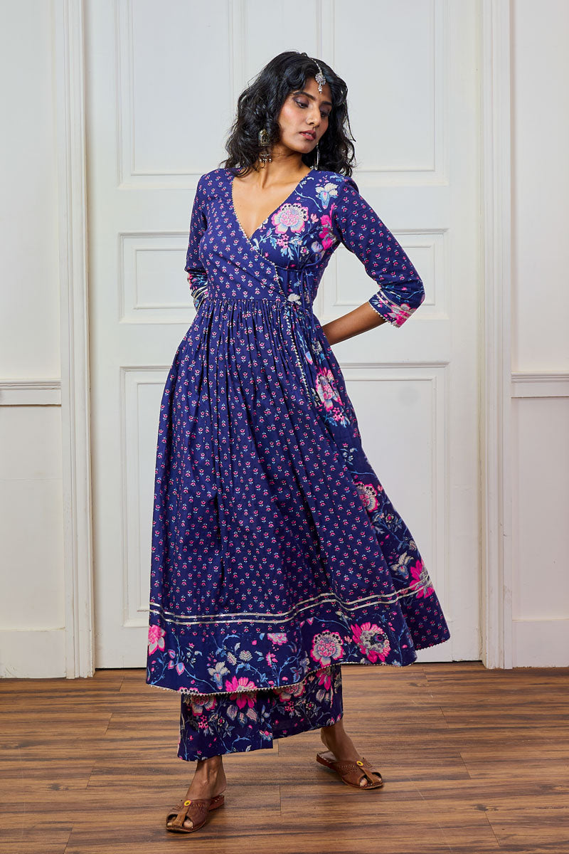 Buy Usha Blue Cotton Kurta Sets with Dupatta Online in India -Tanoti